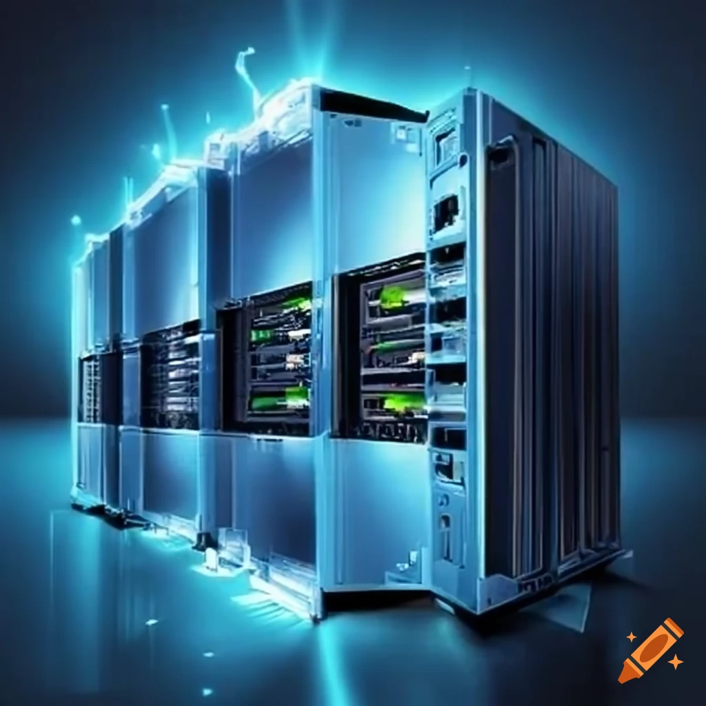 Illustration of servers being moved on Craiyon