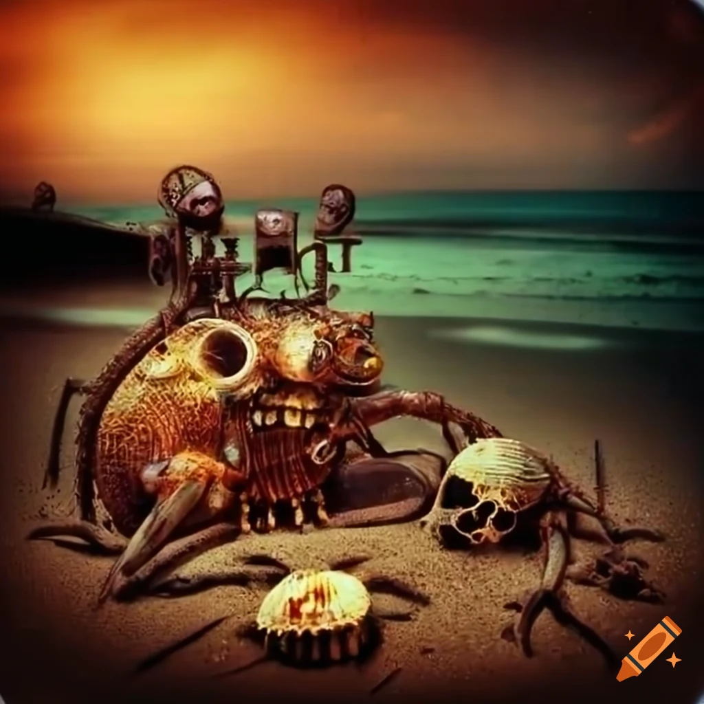 Surreal Steampunk Crab Machines On The Beach On Craiyon