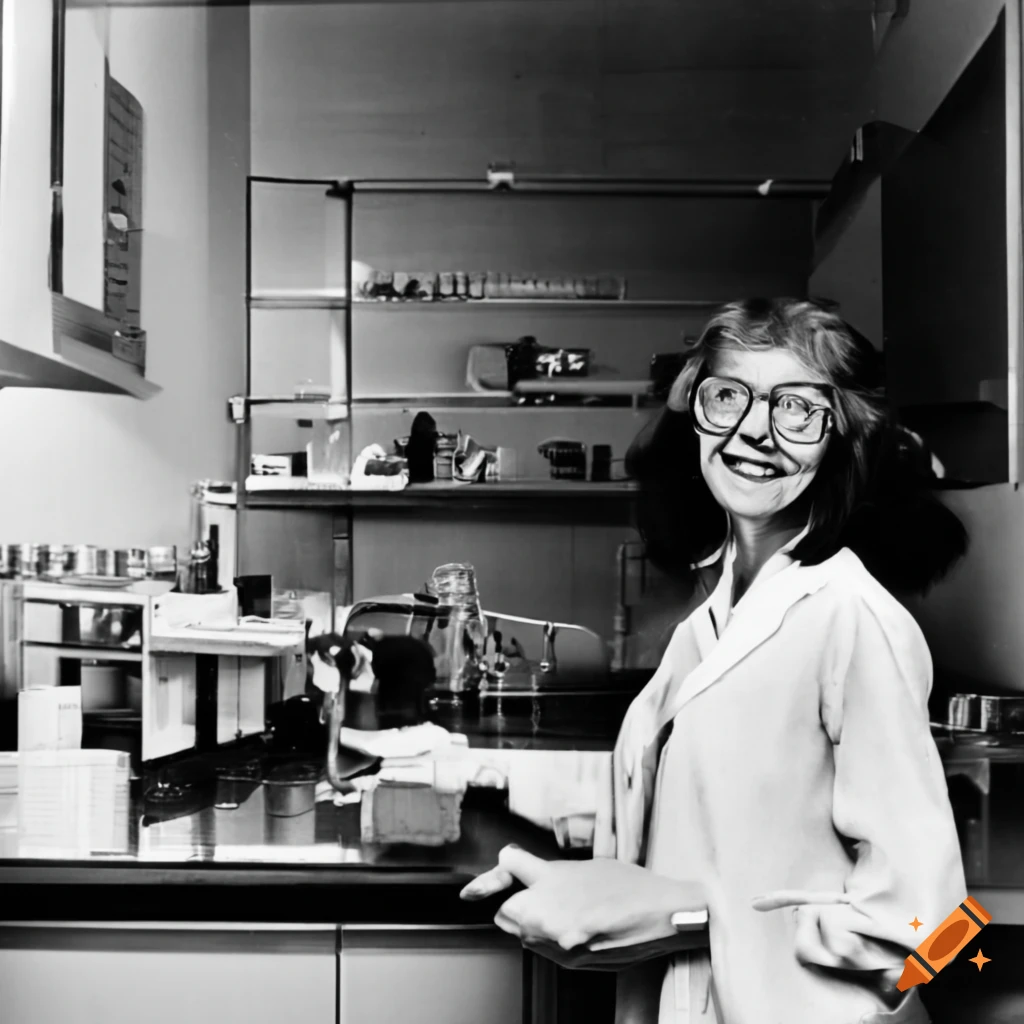 1970s female scientist posing for a photograph