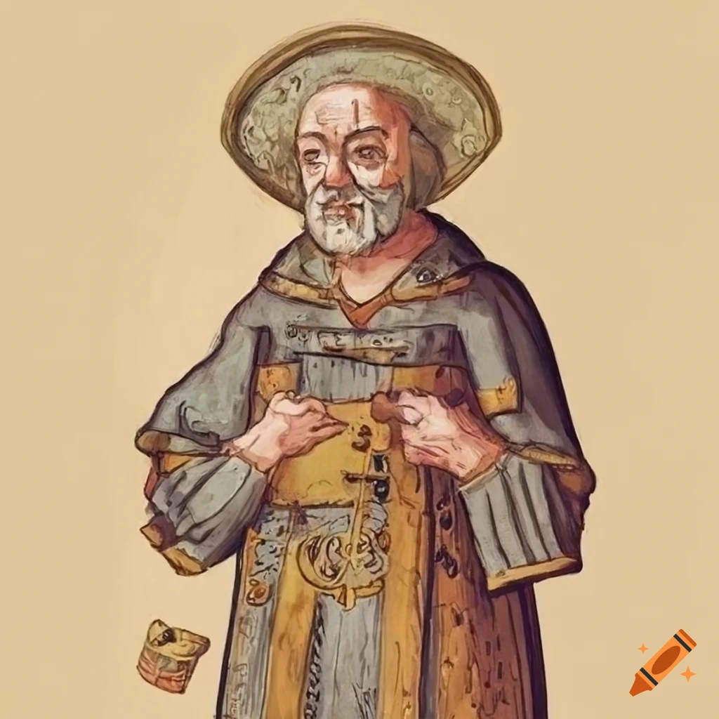 Medieval drawing of a wealthy merchant