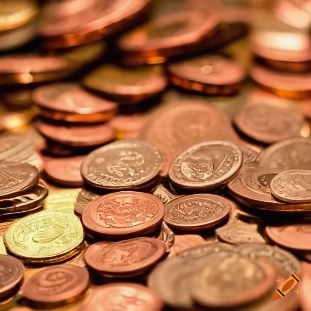 A bunch of copper coins on Craiyon