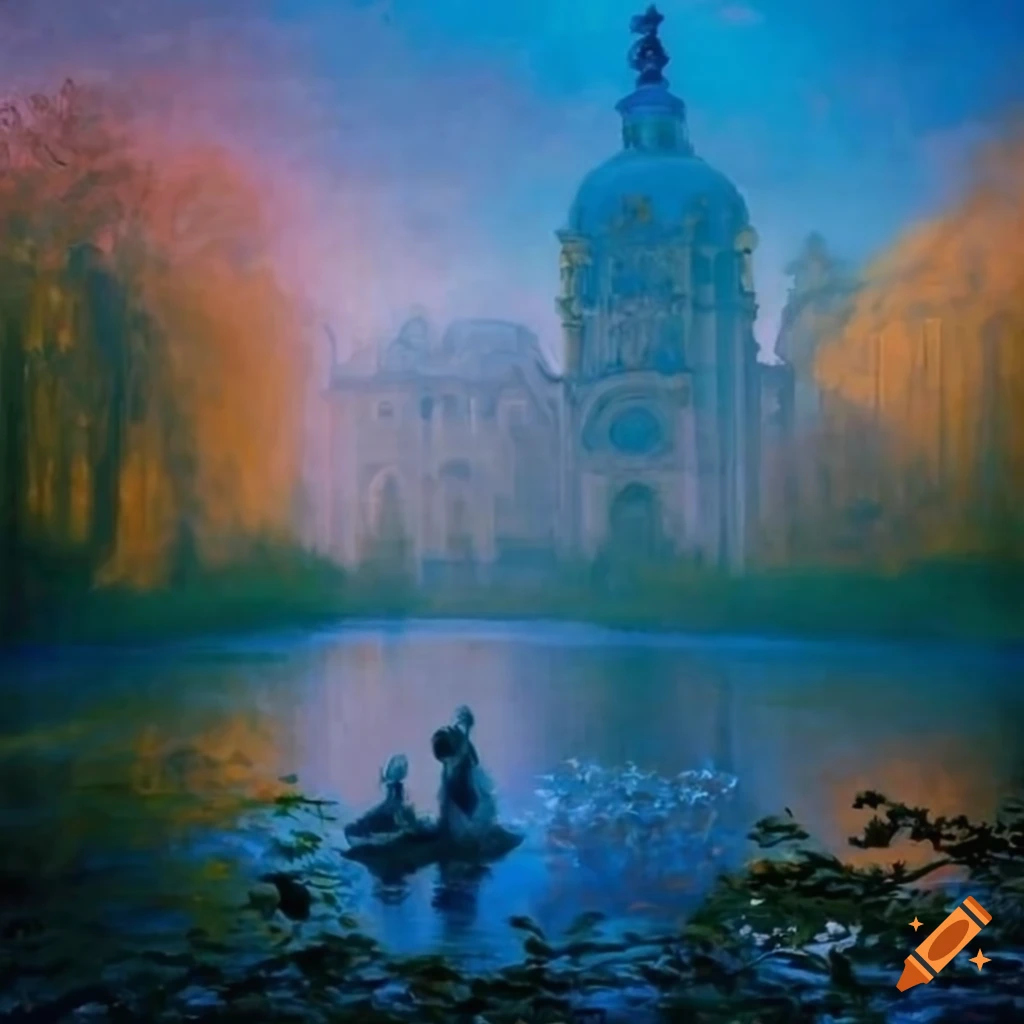 Dark fantasy landscape with a renaissance baroque rococo style in a ...