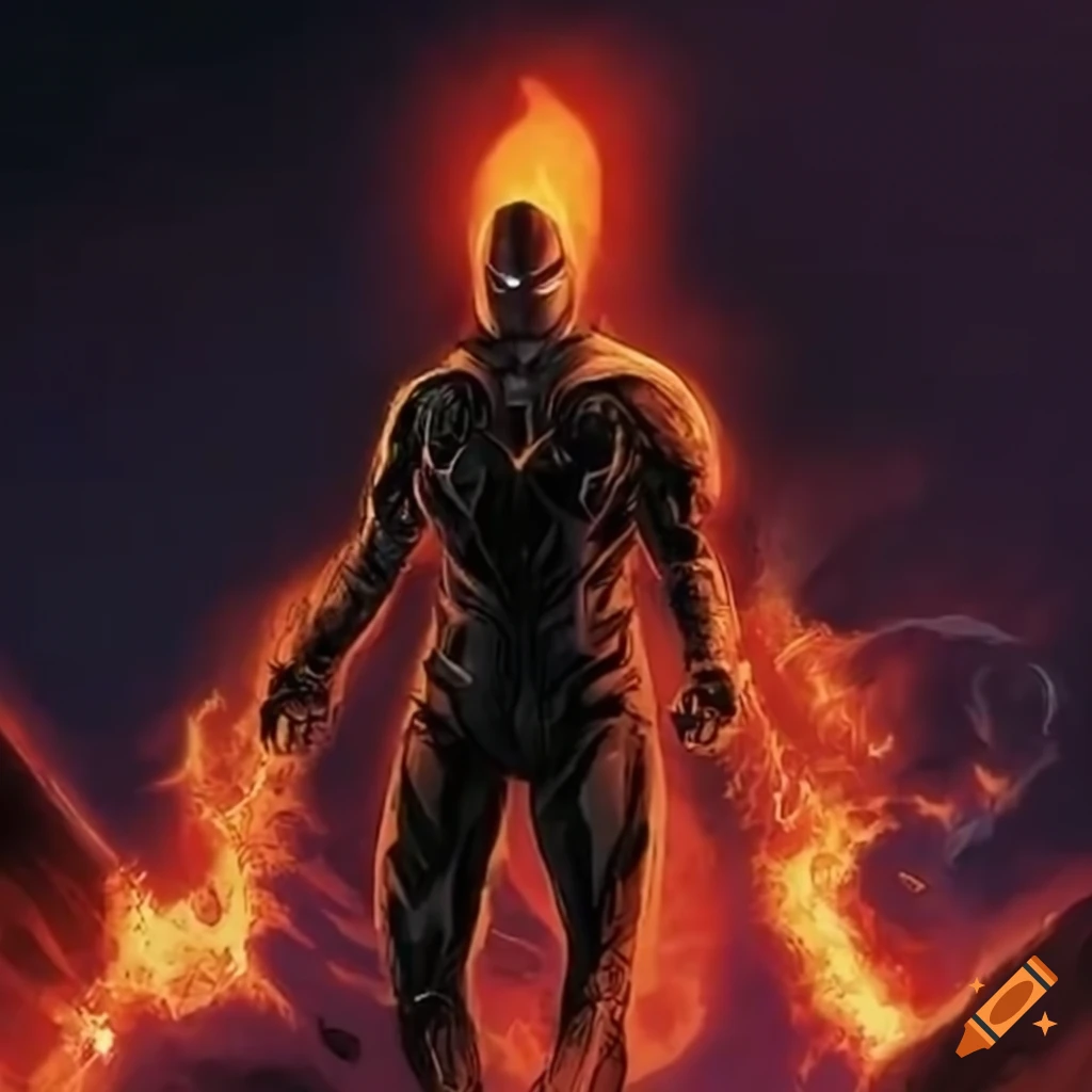 Illustration of moon knight ghost rider fusion on Craiyon