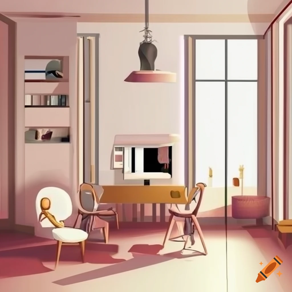 Isometric view of a stylish parisian apartment