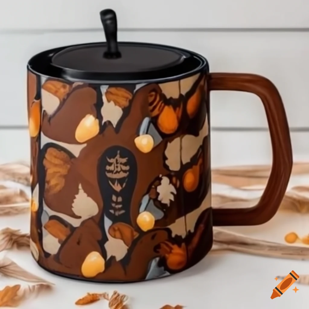 Autumn-themed coffee merchandise on Craiyon