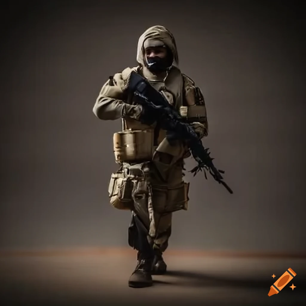 Realistic peppermint camo soldier monsters with firearms on Craiyon