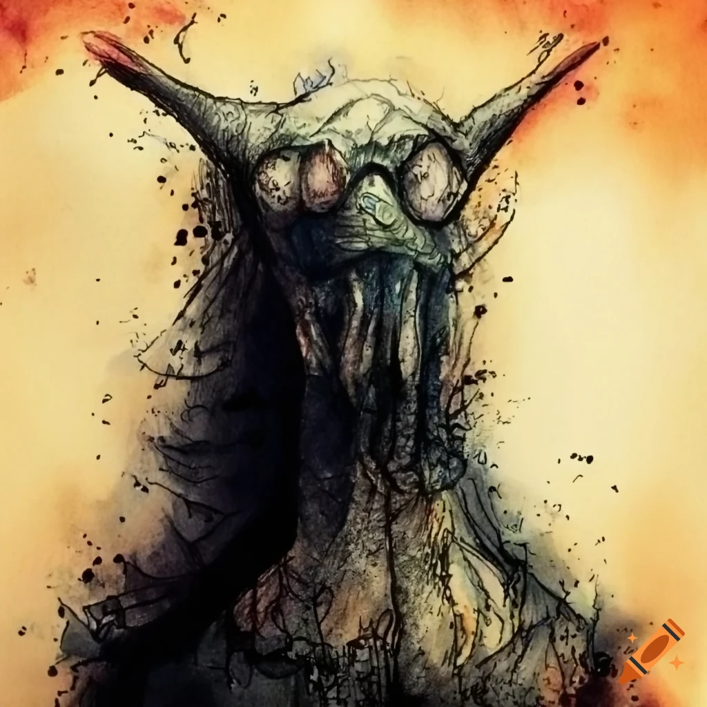 Ink drawing of a terrifying monster on Craiyon