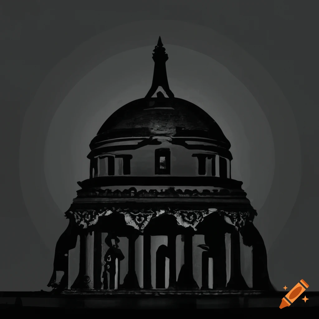 Tall monument made of two rectangular pillars in pencil sketch style on ...