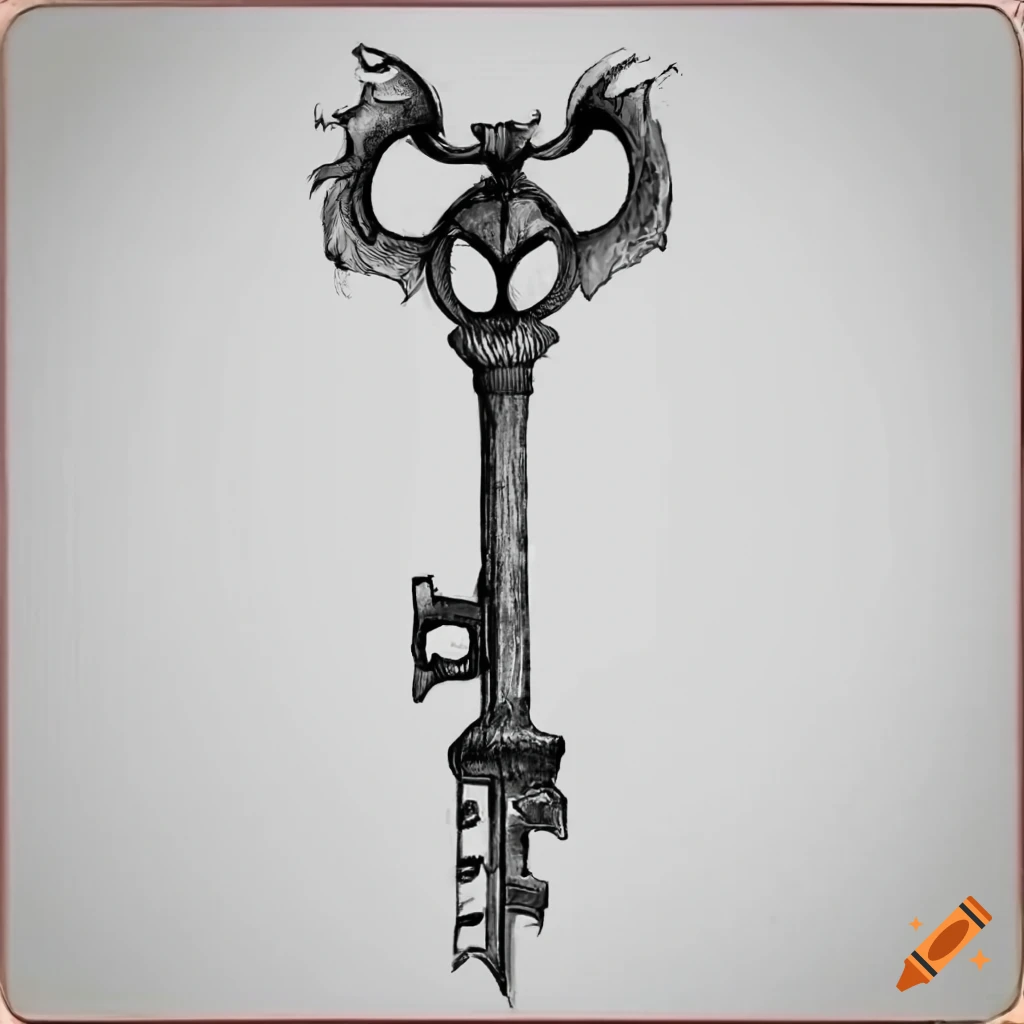 Arm tattoo sketch of a demon skeleton music key design on Craiyon