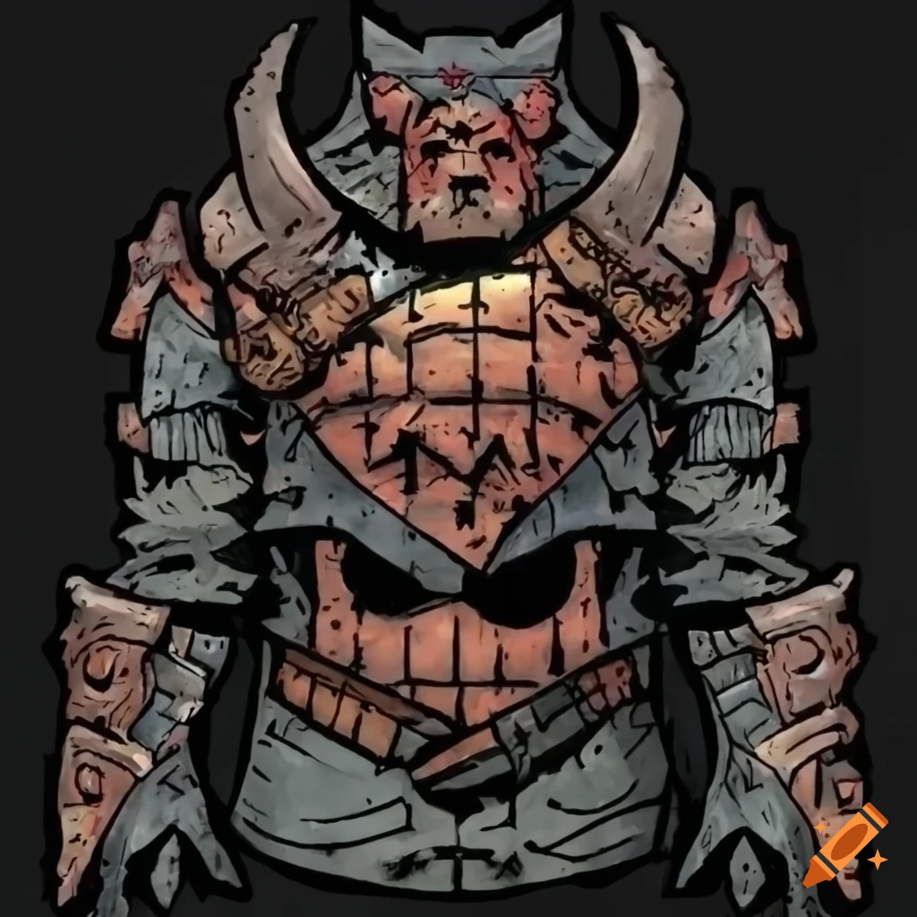Ornate demon head armor in the style of Darkest Dungeon on Craiyon