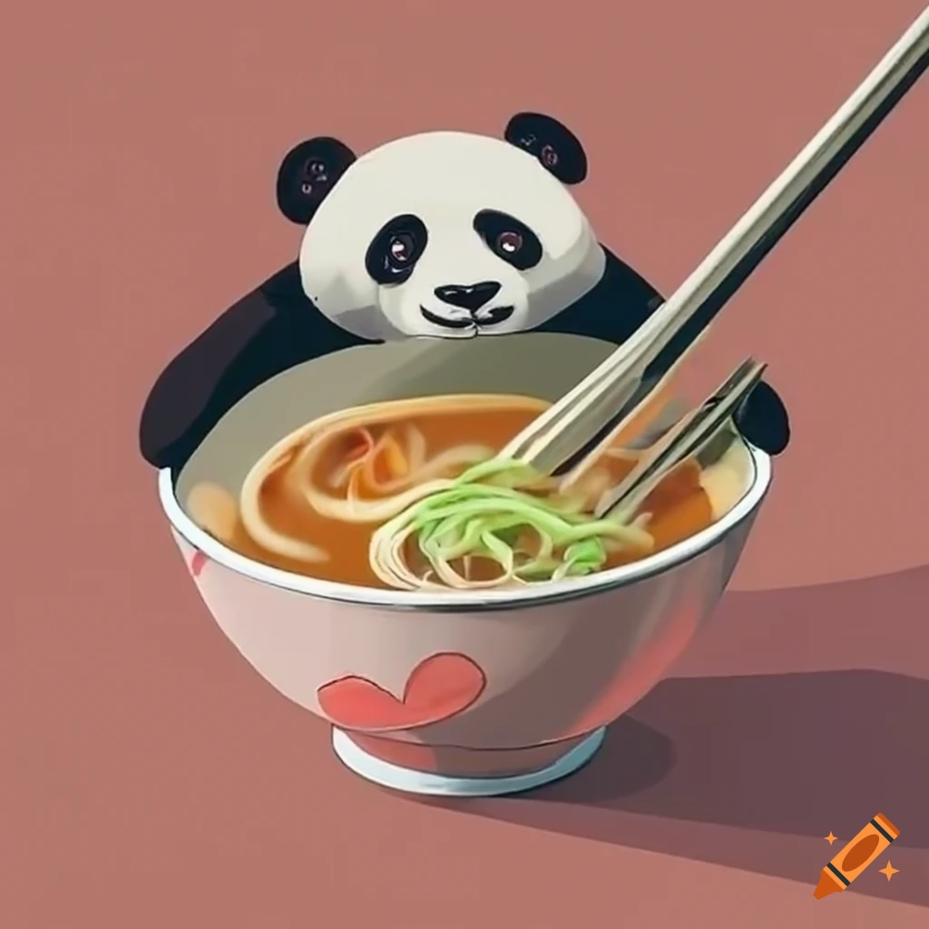 Panda shaped ramen dish on Craiyon