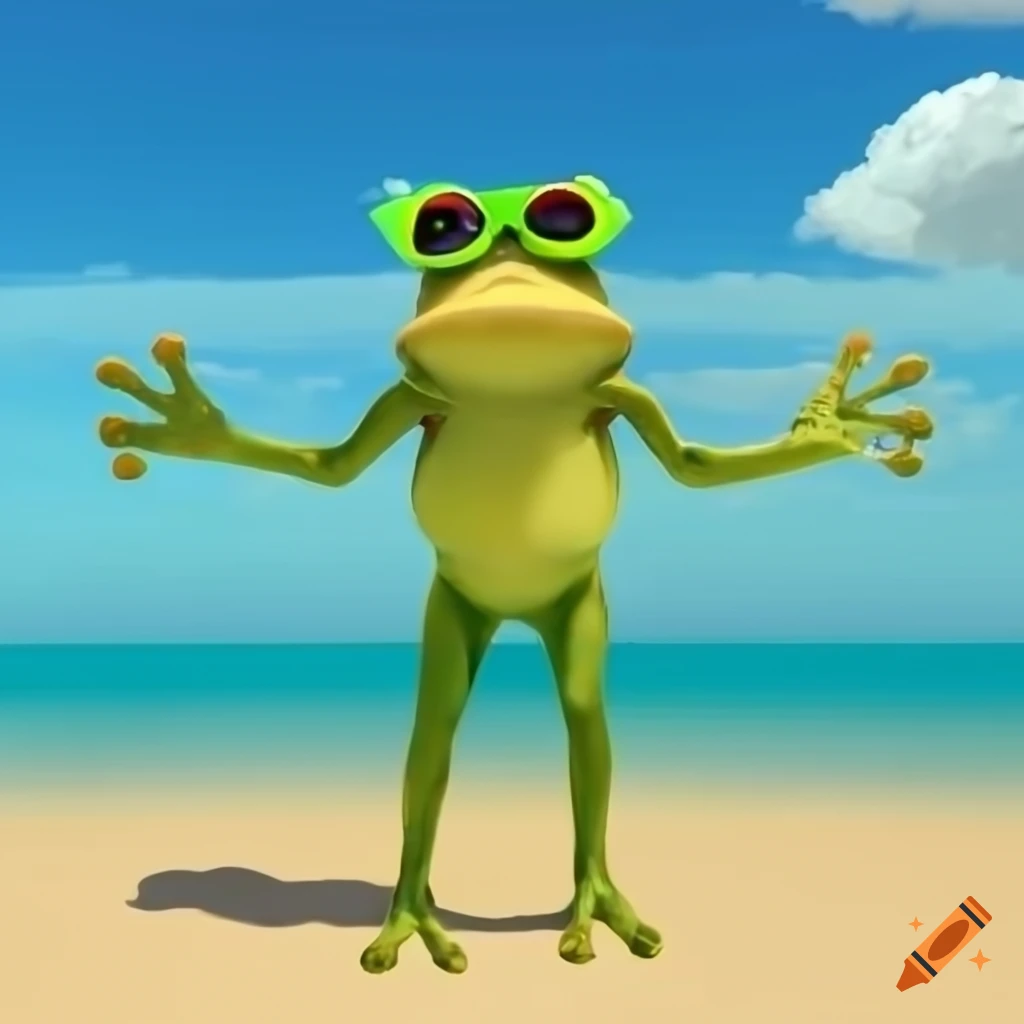 Frog with scuba diving gear and birthday hat on Craiyon