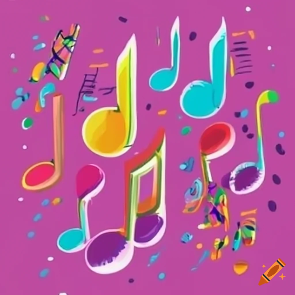 Comic style pile of musical notes on Craiyon