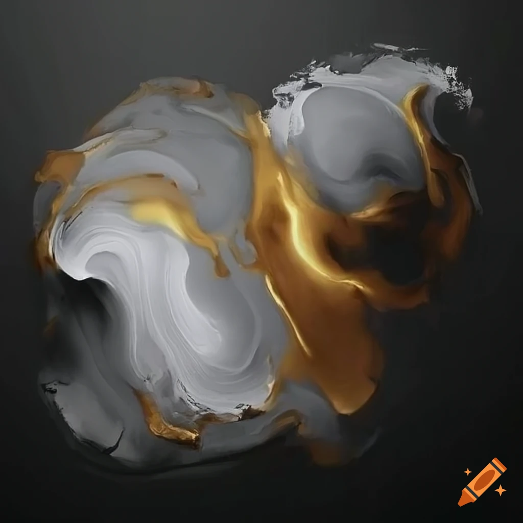 Abstract art in grey and gold colors