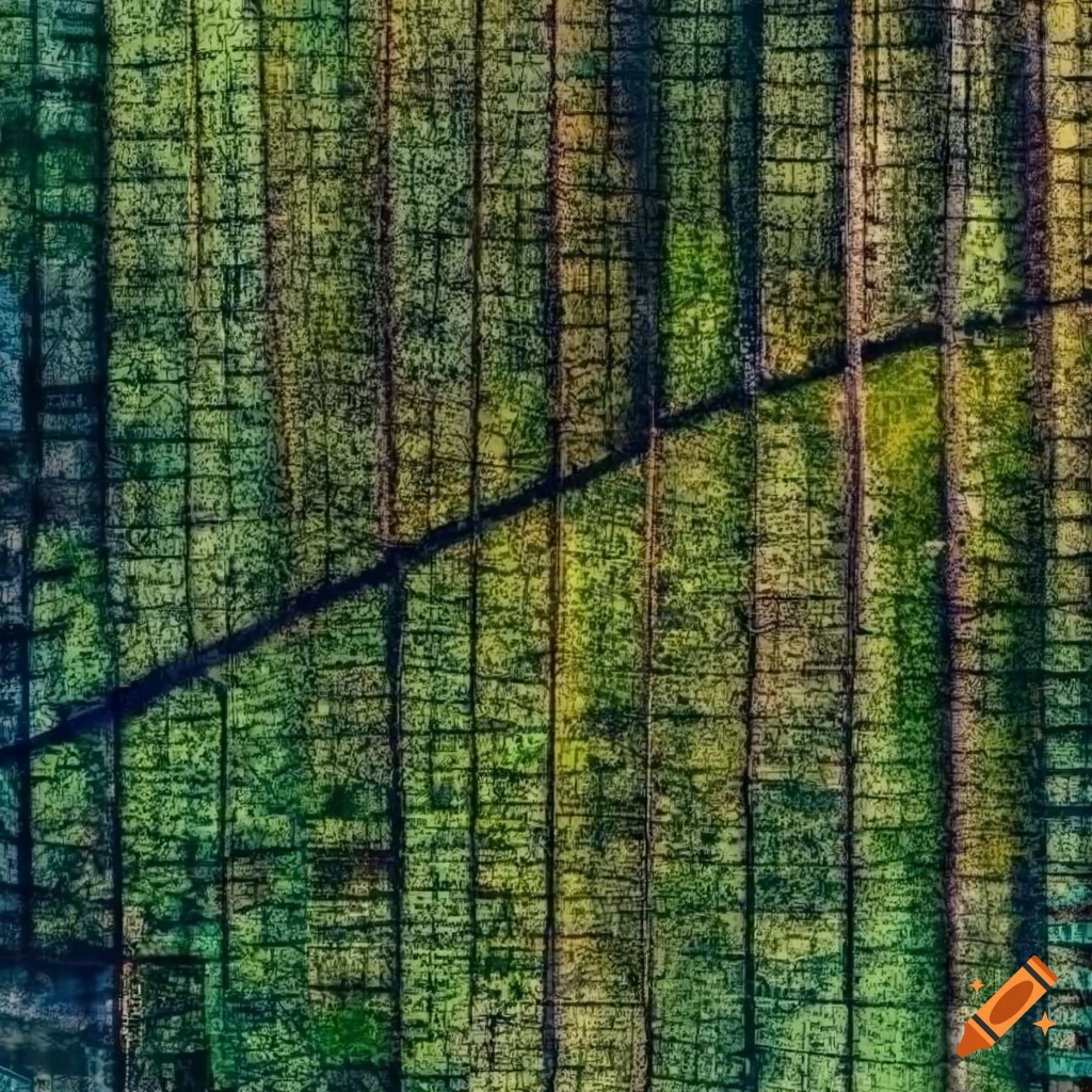 Abstract geometric city and forest landscape on Craiyon