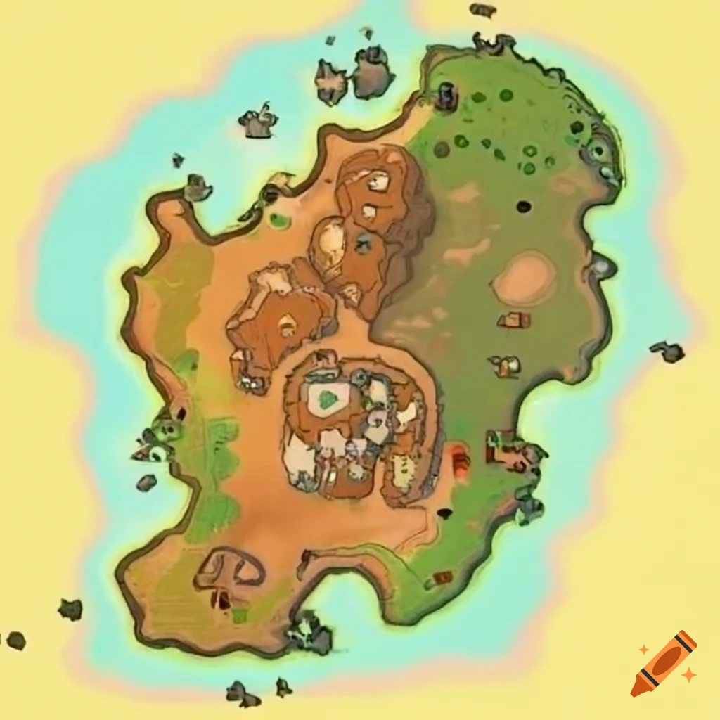 Illustration of a fantasy map on Craiyon