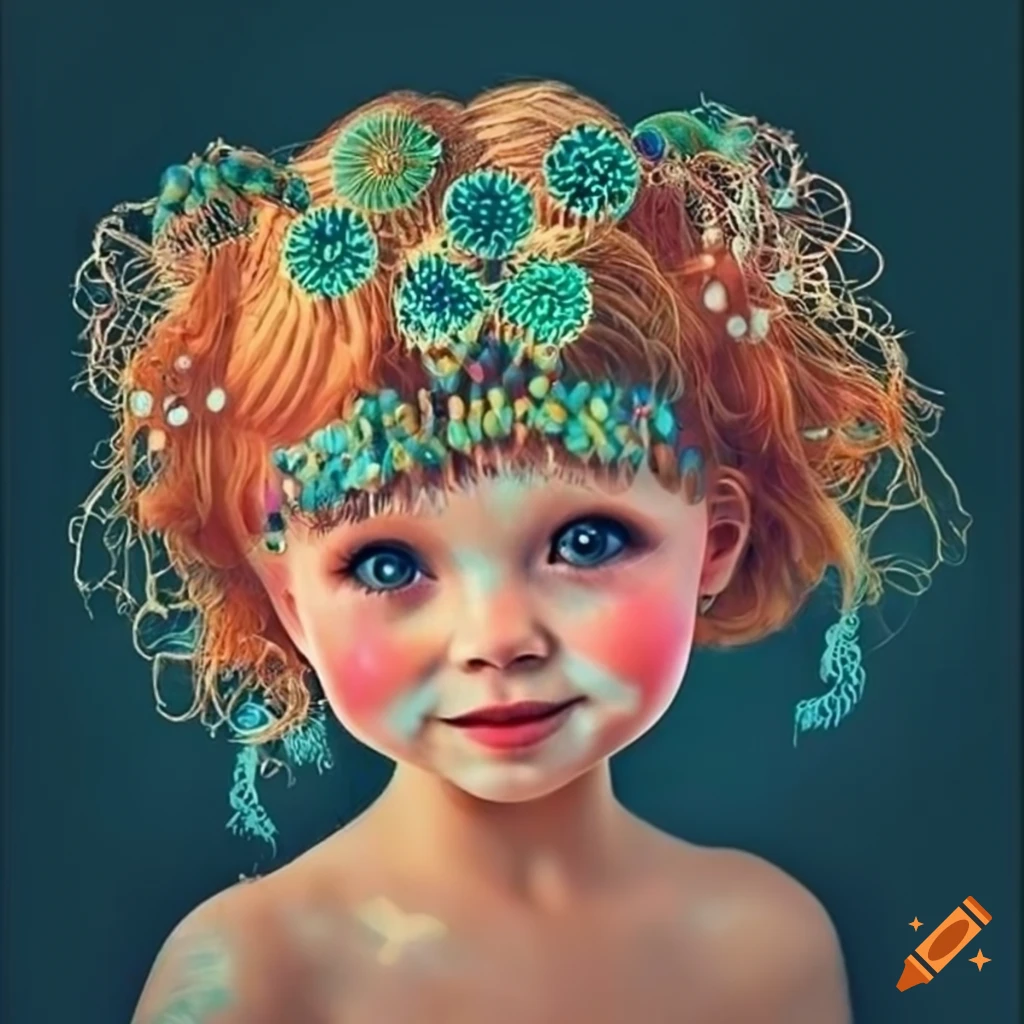 Colorful illustration of cute smiling girls