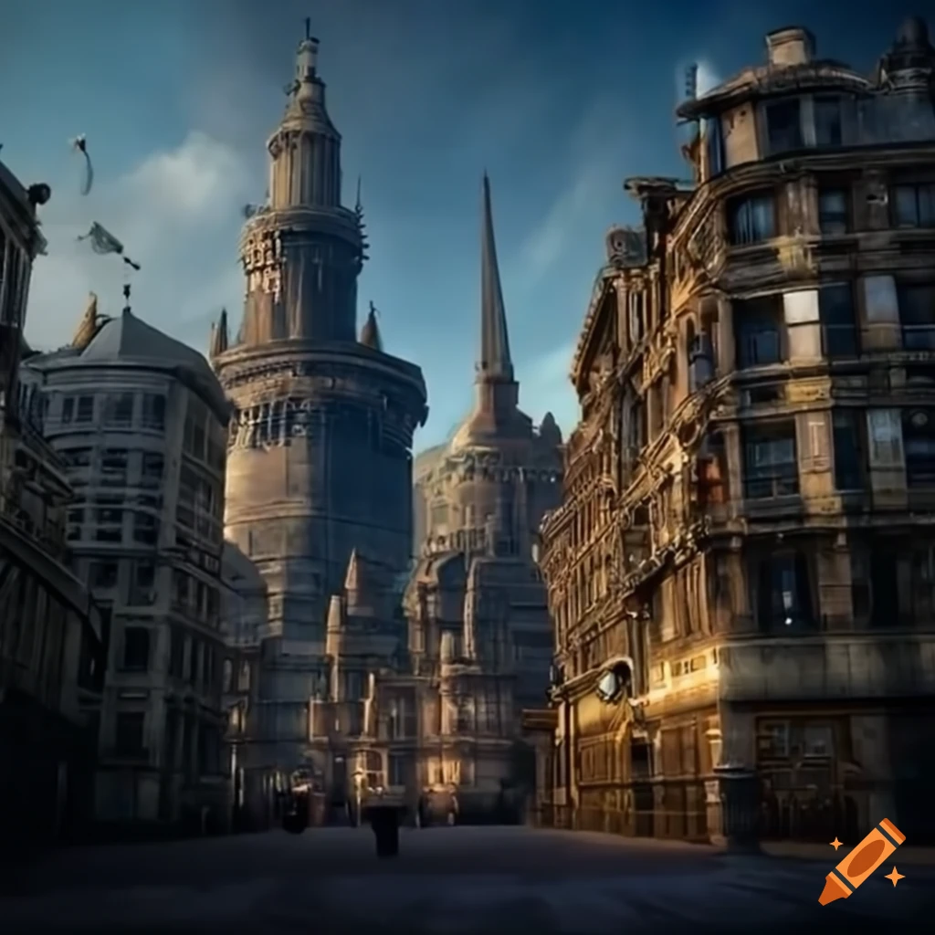 Steampunk cityscape of london on Craiyon