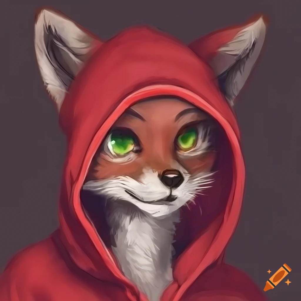 Fox fursona with red and black colors on Craiyon