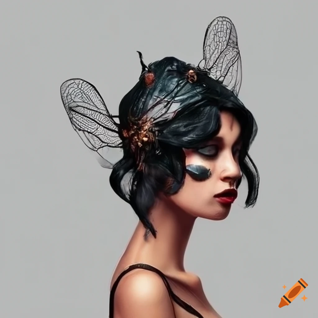 Woman wearing a cicada costume on Craiyon