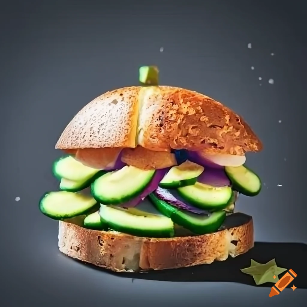 Galaxy-themed sandwich with star-shaped cucumber slices on Craiyon