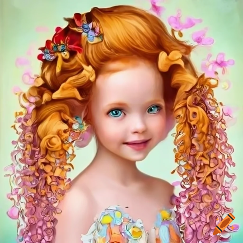 Colorful illustration of cute ginger-haired girls
