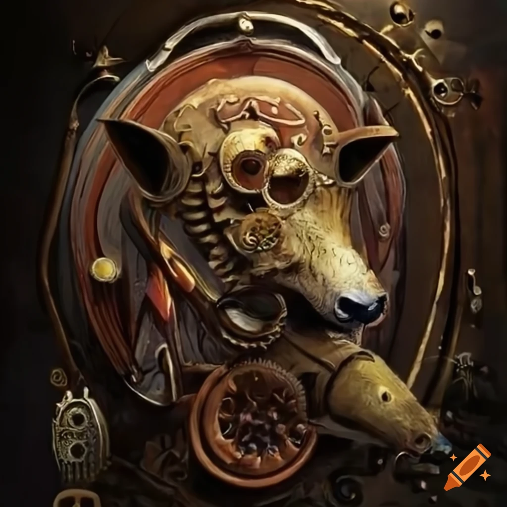 Steampunk-inspired animal artwork on Craiyon