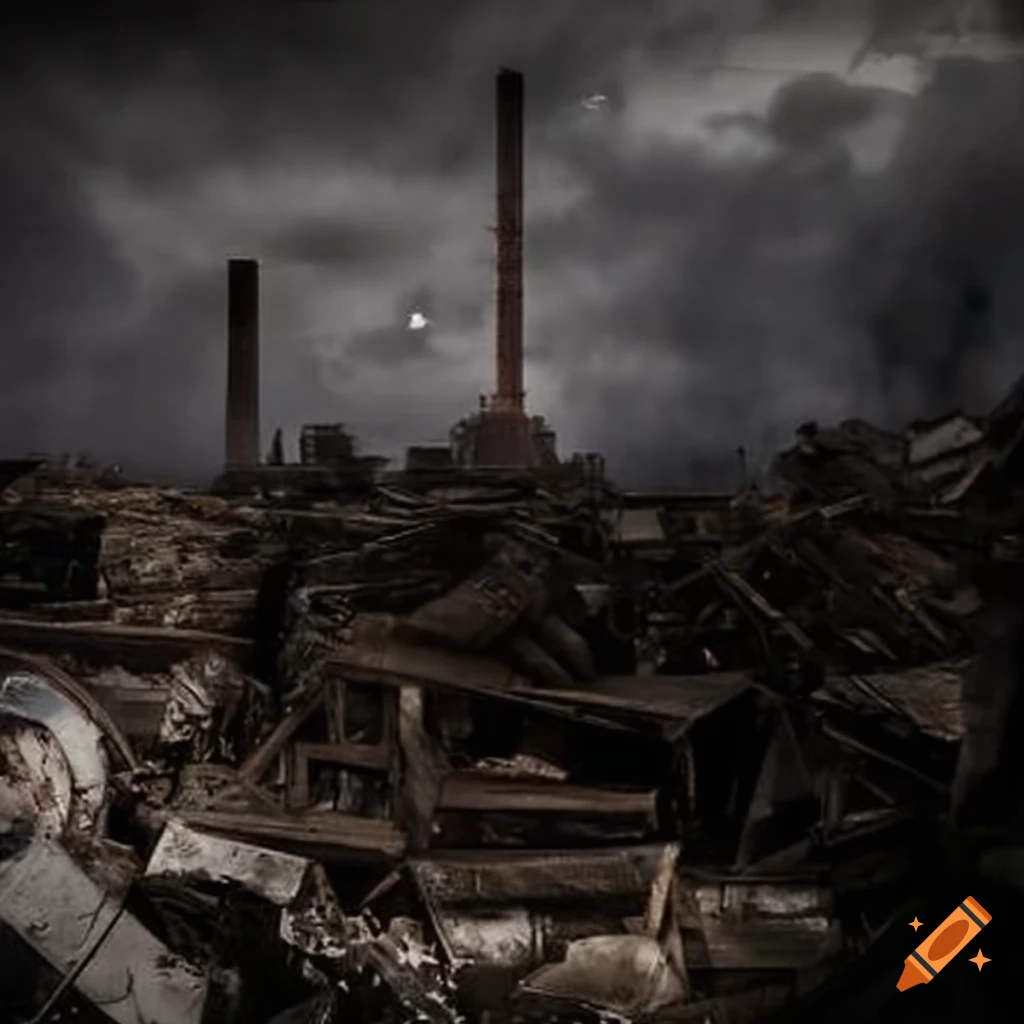 Helium refinery in a smoggy industrial landscape on Craiyon