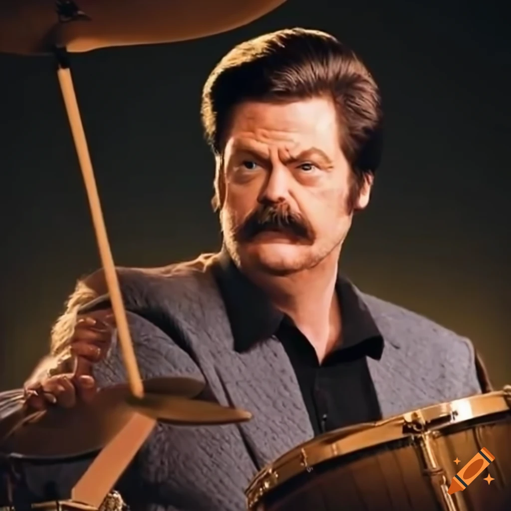 Ron swanson playing the drums on Craiyon