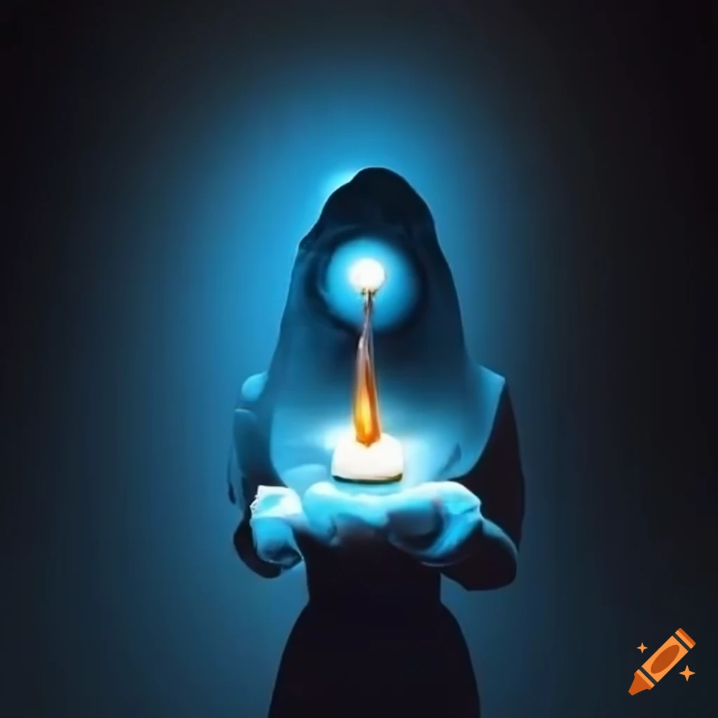 Concept art of a blue spirit in a black and white desert on Craiyon