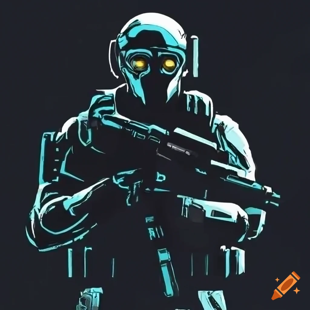 Sci-fi image of a black ops shadow soldier on Craiyon