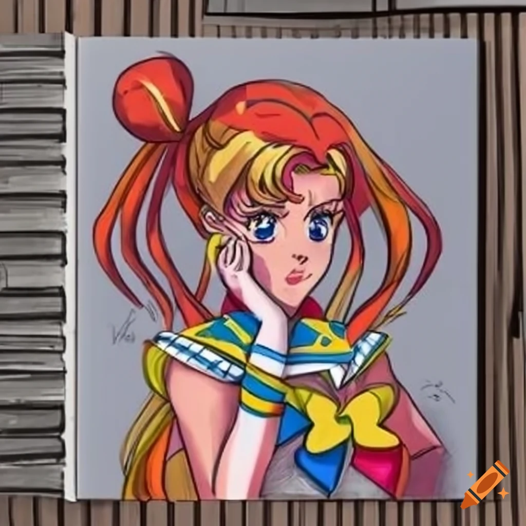 Glamorous anime artwork of a sailor scout with red and blonde hair on ...