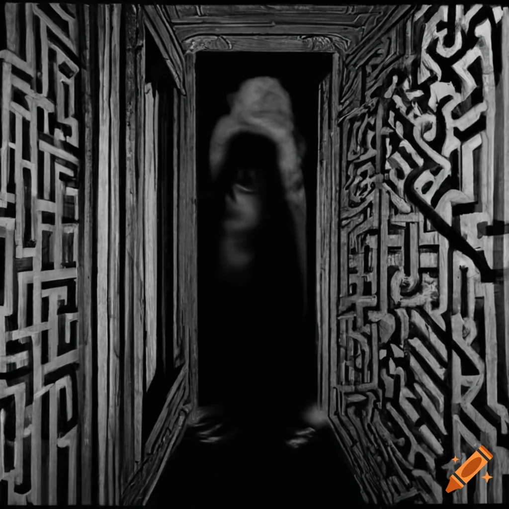 Surreal concept art of a man trapped in a labyrinth on Craiyon