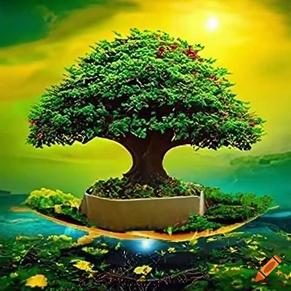 Symbolic depiction of a sacred and intelligent tree