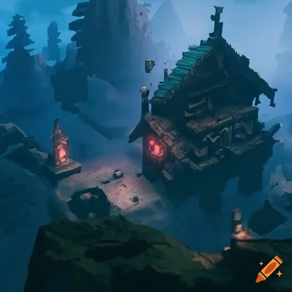 Intricate concept art of a detailed isometric world terrain on Craiyon