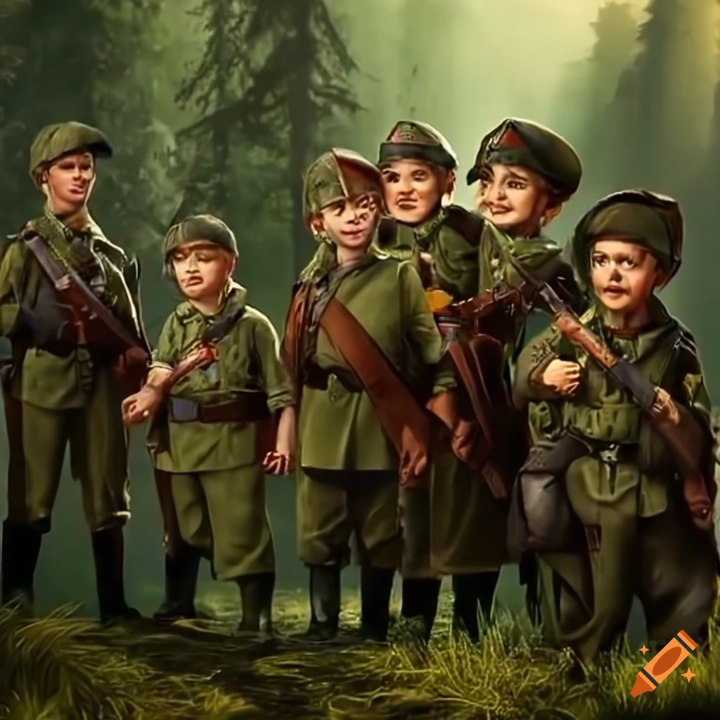 Photorealistic image of a diverse group of german scouts on Craiyon