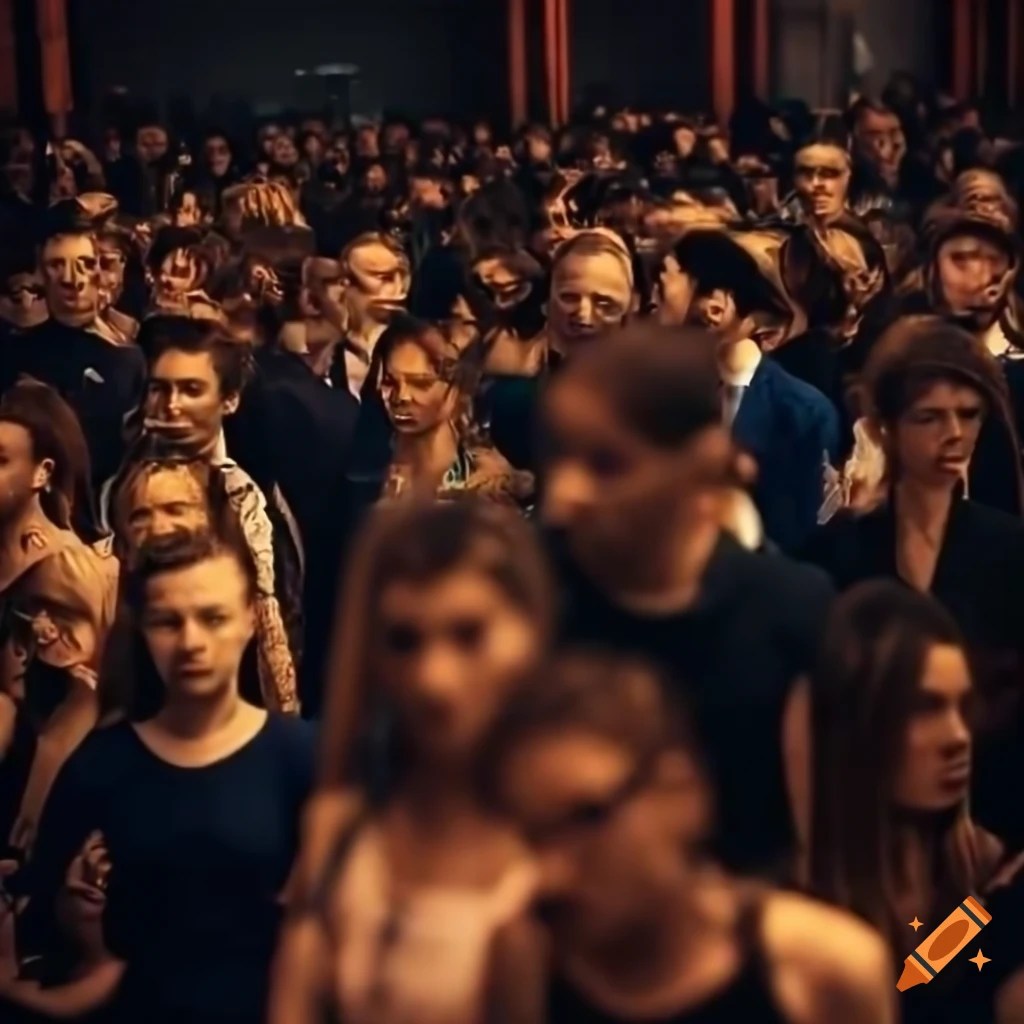 Complex and detailed concept art of a crowded gathering on Craiyon