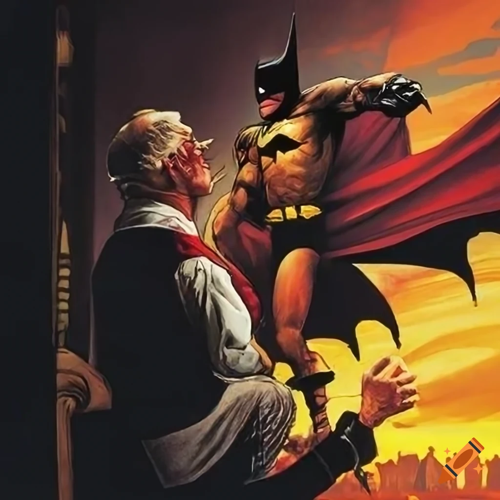 Norman rockwell batman versus bayne artwork on Craiyon