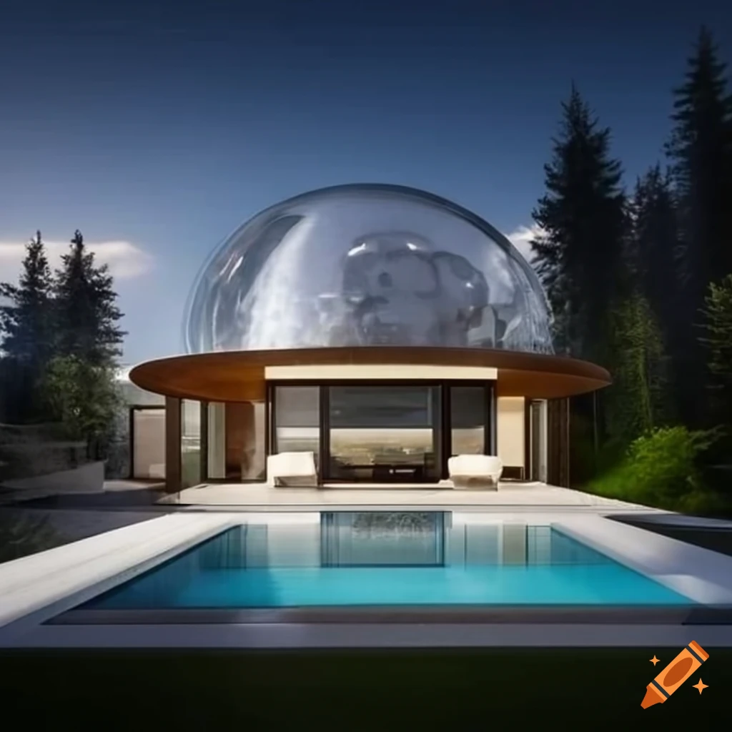 Design of a modern villa with outdoor pool on Craiyon