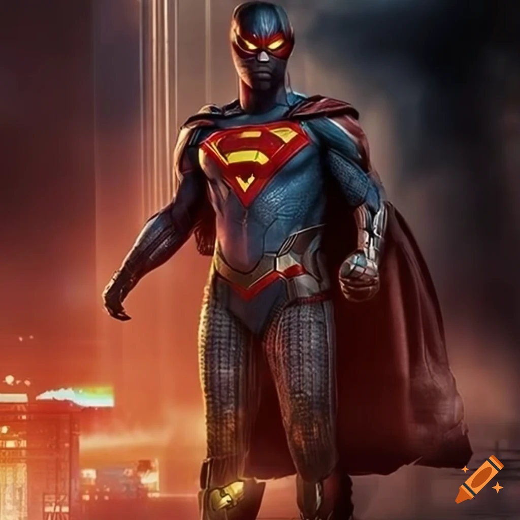 Poster of a futuristic superhero movie on Craiyon