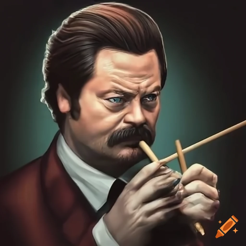 Ron swanson playing drums