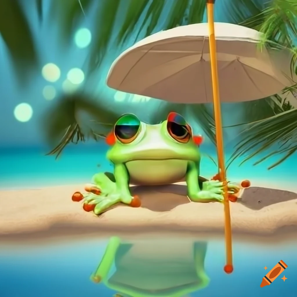 Green frog dunking on a basketball hoop on a mountain on Craiyon
