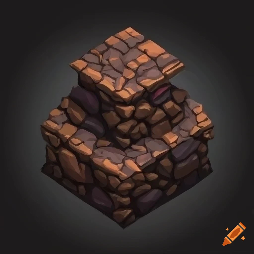 Black background with isometric rock tile in a fantasy RPG setting on ...