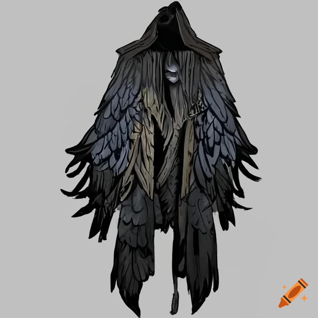 Black raven-feathered cloak on Craiyon