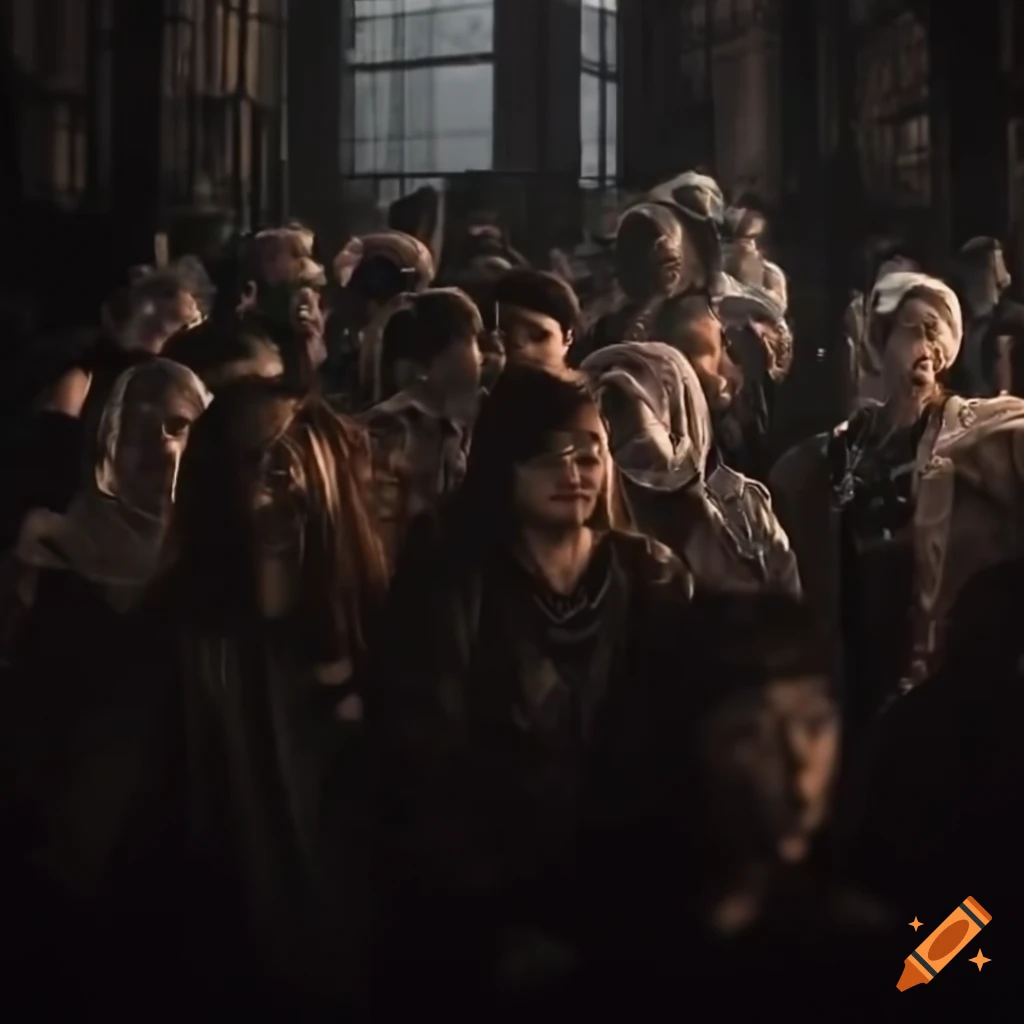 Complex and detailed concept art of a crowded gathering on Craiyon