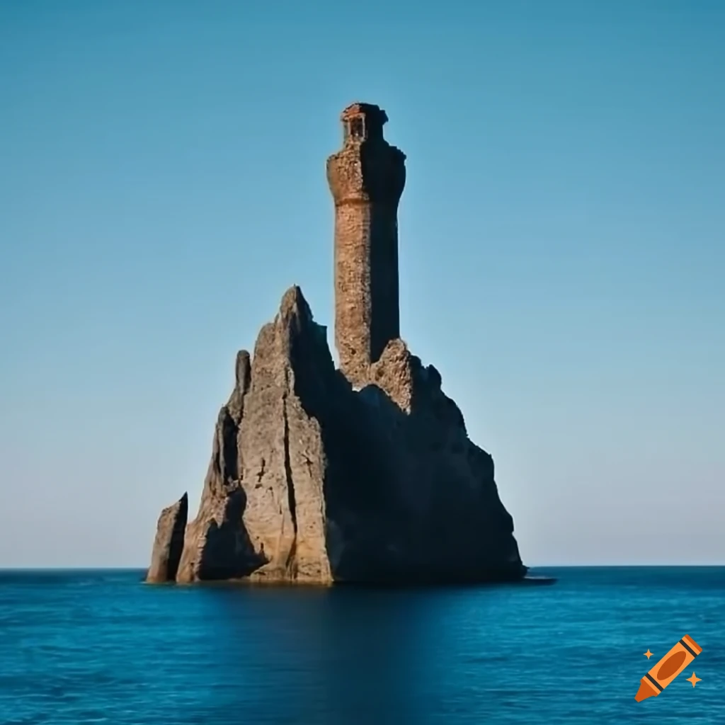 Impressive rock tower in the middle of the ocean