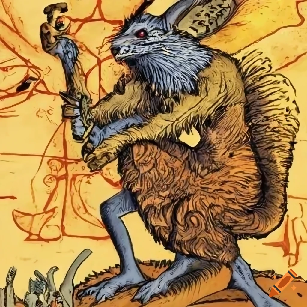 Illustration of curious creatures from a medieval bestiary on Craiyon