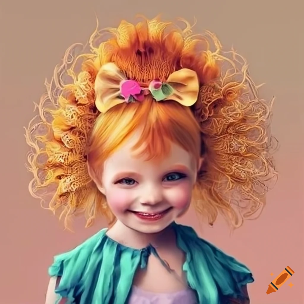 Colorful illustration of cute ginger-haired girls on Craiyon