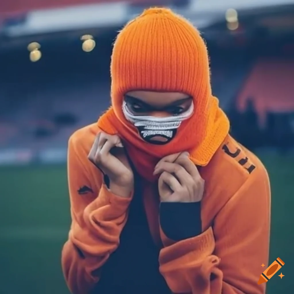 Houston dynamo player wearing orange ski mask