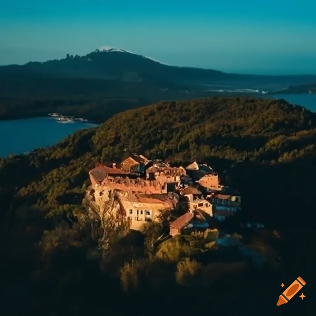 Picture of a charming village in a garrigue landscape on Craiyon